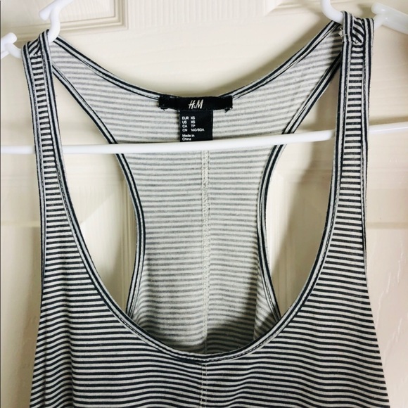 H&M | Dresses | Hm Black White Striped Tank Flare Dress Xs | Poshmark